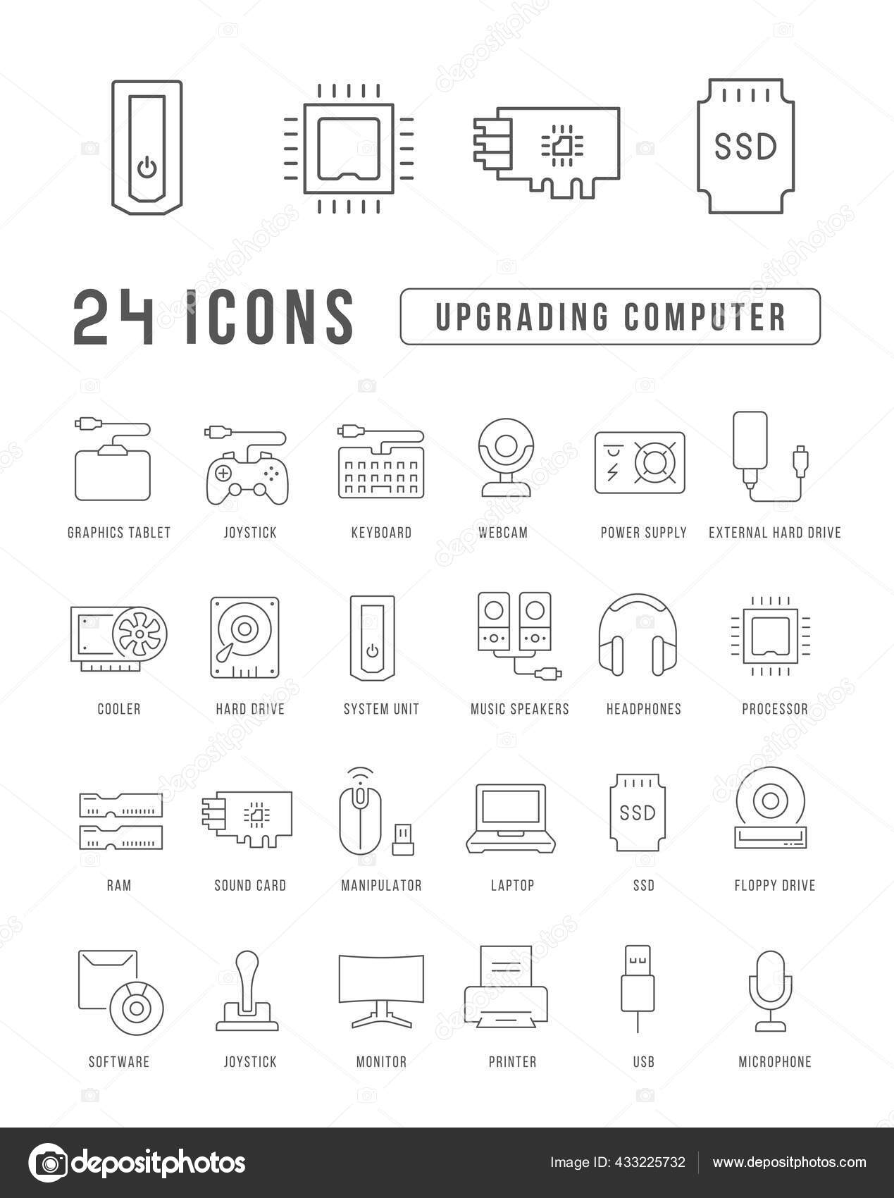 Upgrading Computer Collection Perfectly Thin Icons Web Design App Most Stock Vector by ...