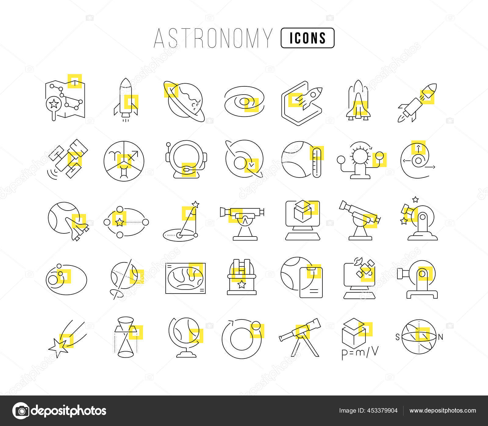 Astronomy Collection Perfectly Thin Icons Web Design App Most Modern Stock Vector by ...