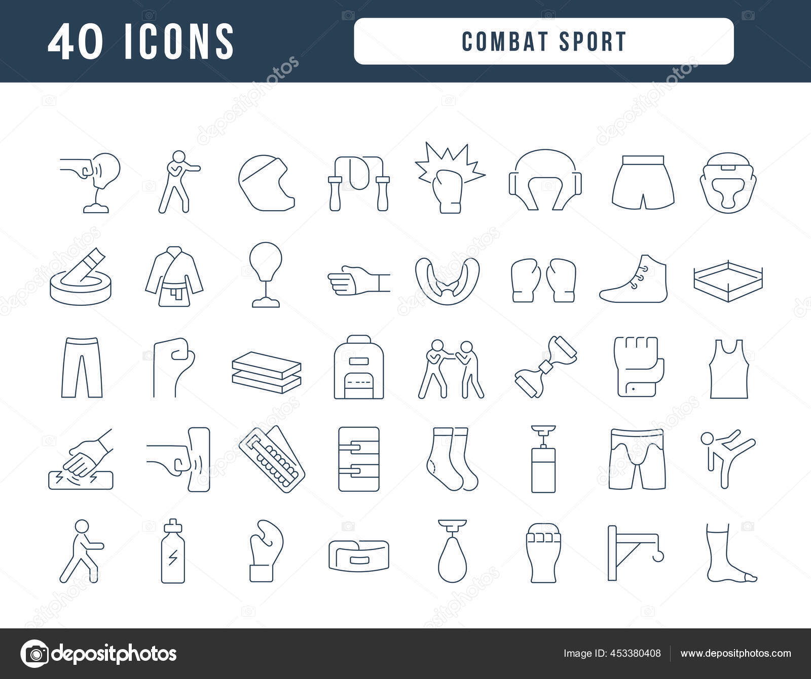 Combat Sport Collection Perfectly Thin Icons Web Design App Most Stock ...