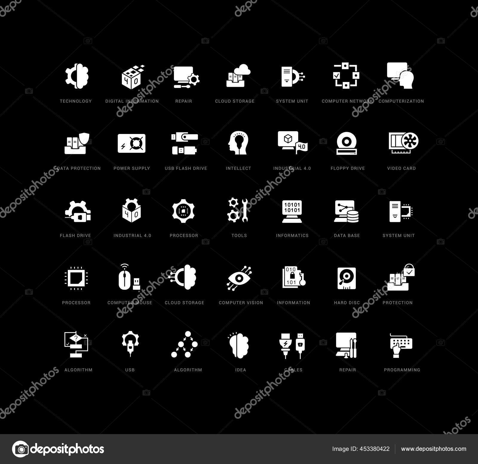 Computer Science Collection Perfectly Simple Monochrome Icons Web ...