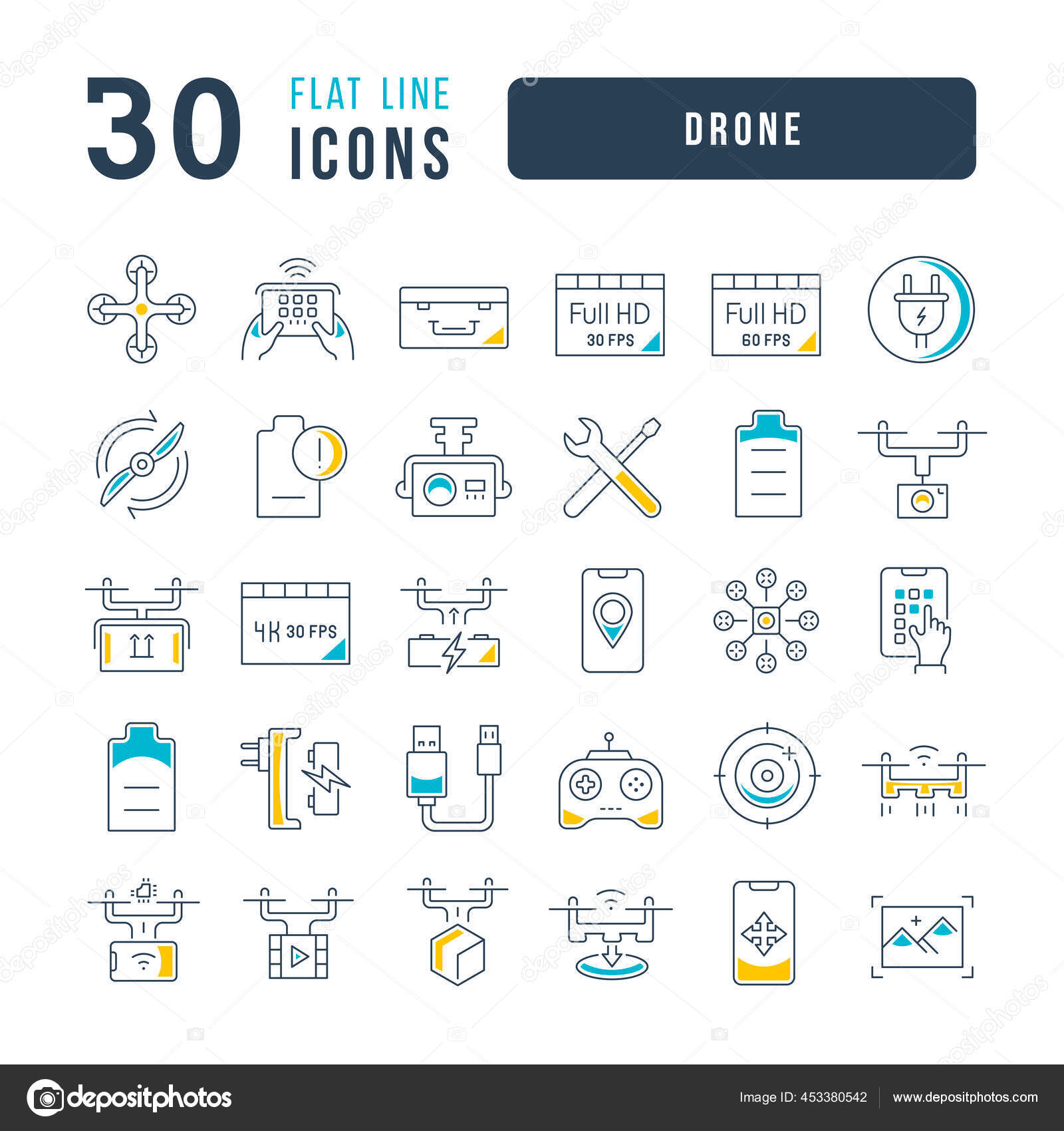 Drone Collection Perfectly Thin Icons Web Design App Most Modern Stock Vector Image by ...