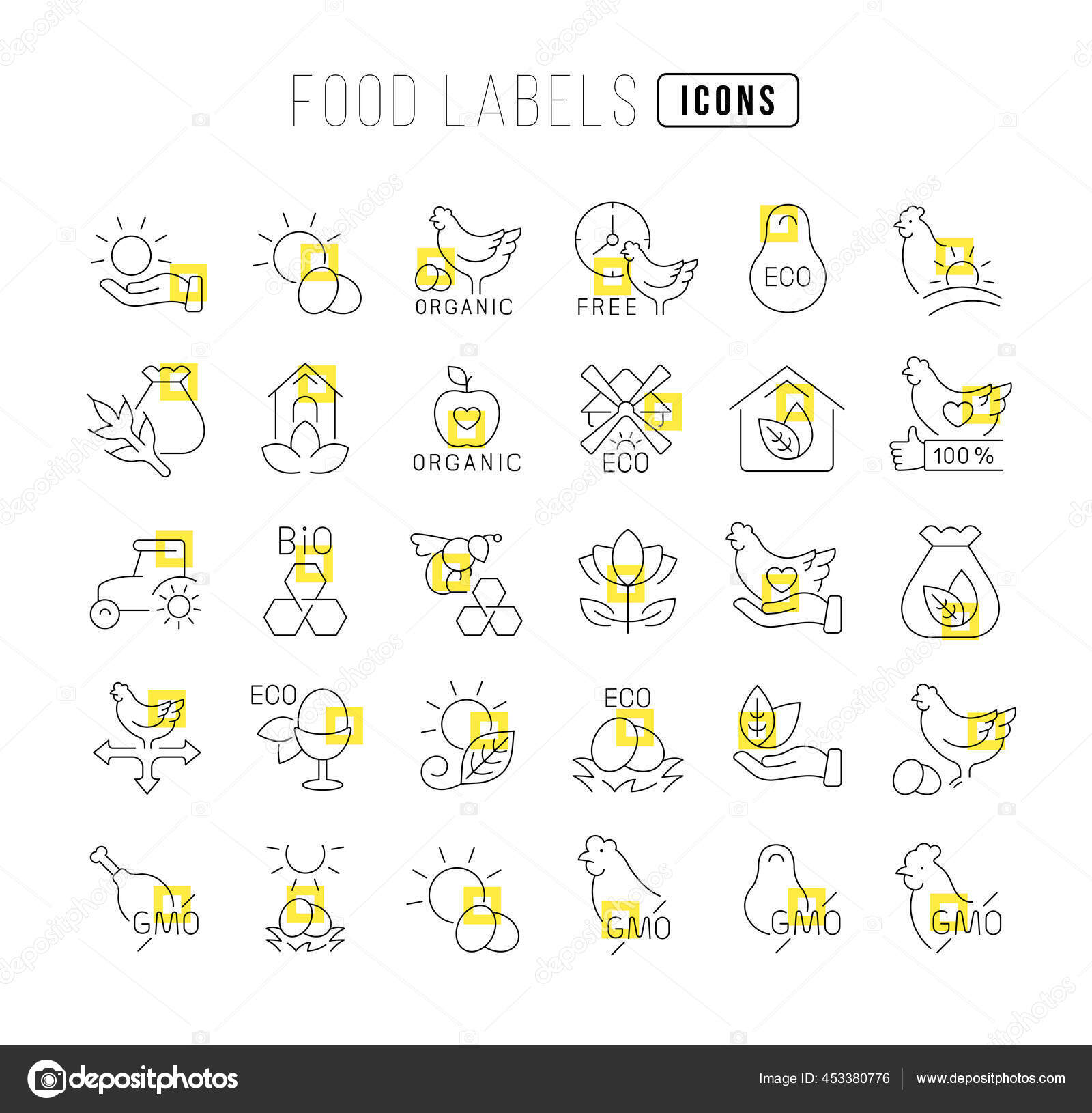 Food Labels Collection Perfectly Thin Icons Web Design App Most Stock ...