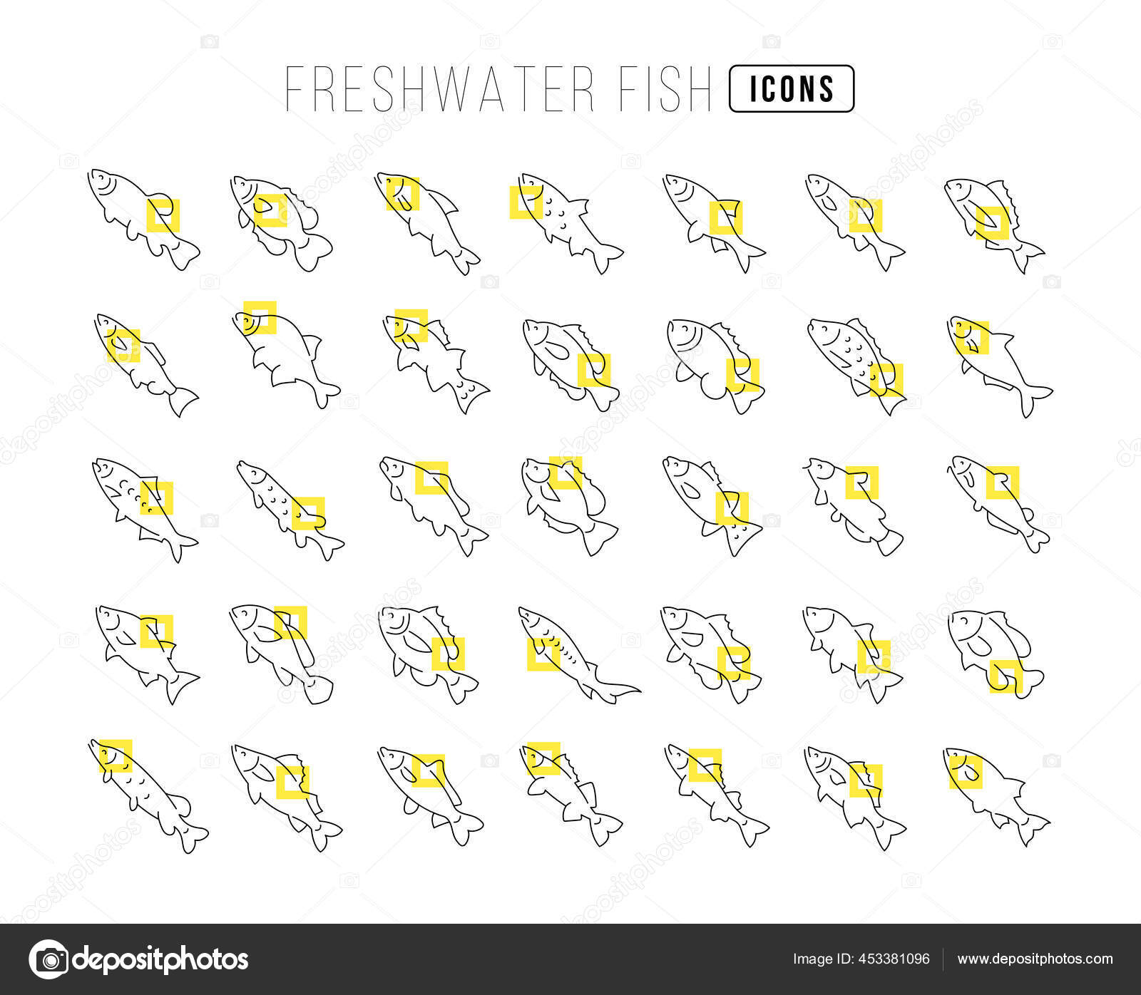 Freshwater Fish Collection Perfectly Thin Icons Web Design App Most ...