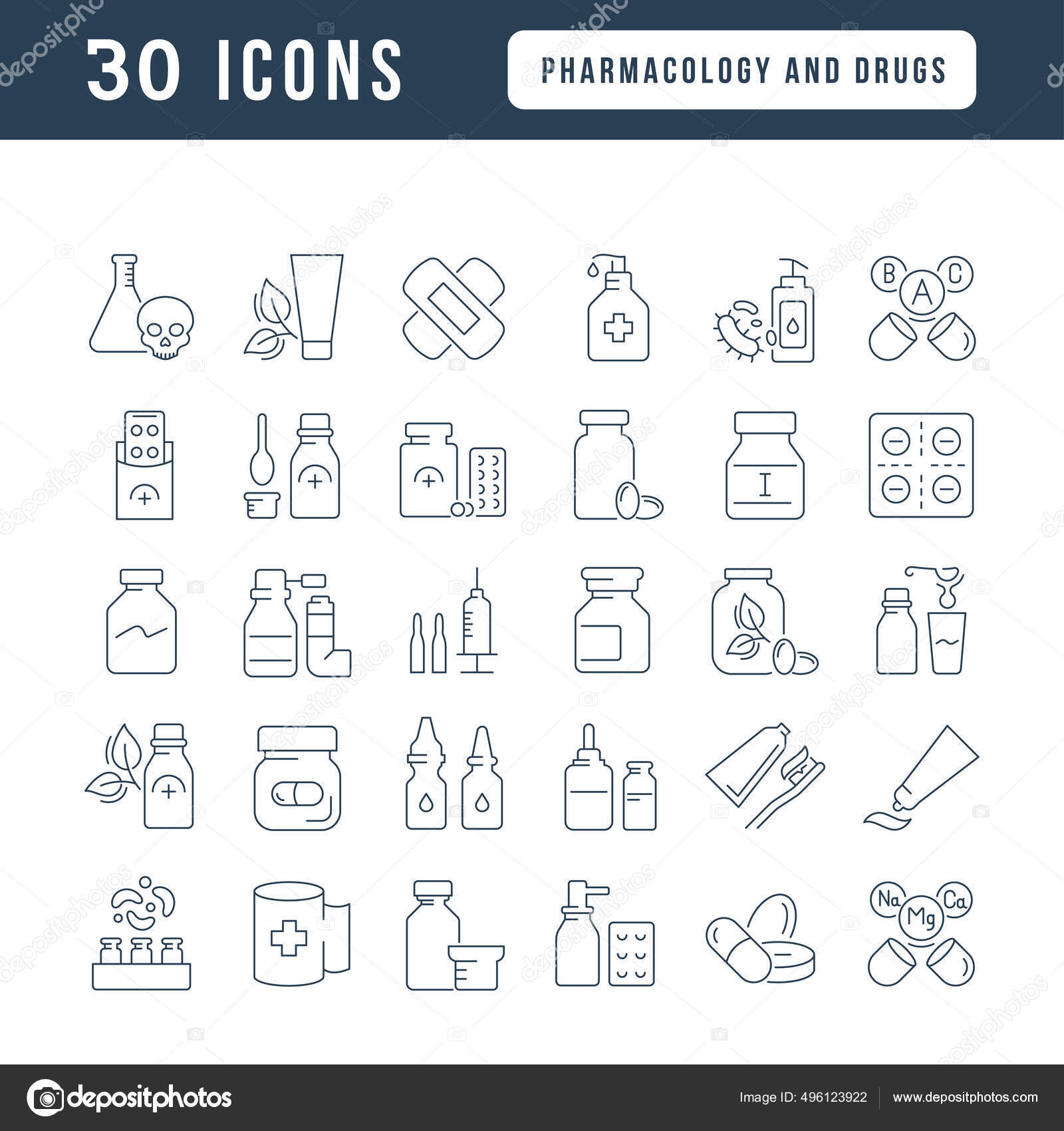Pharmacology Drugs Collection Perfectly Thin Icons Web Design App Most ...