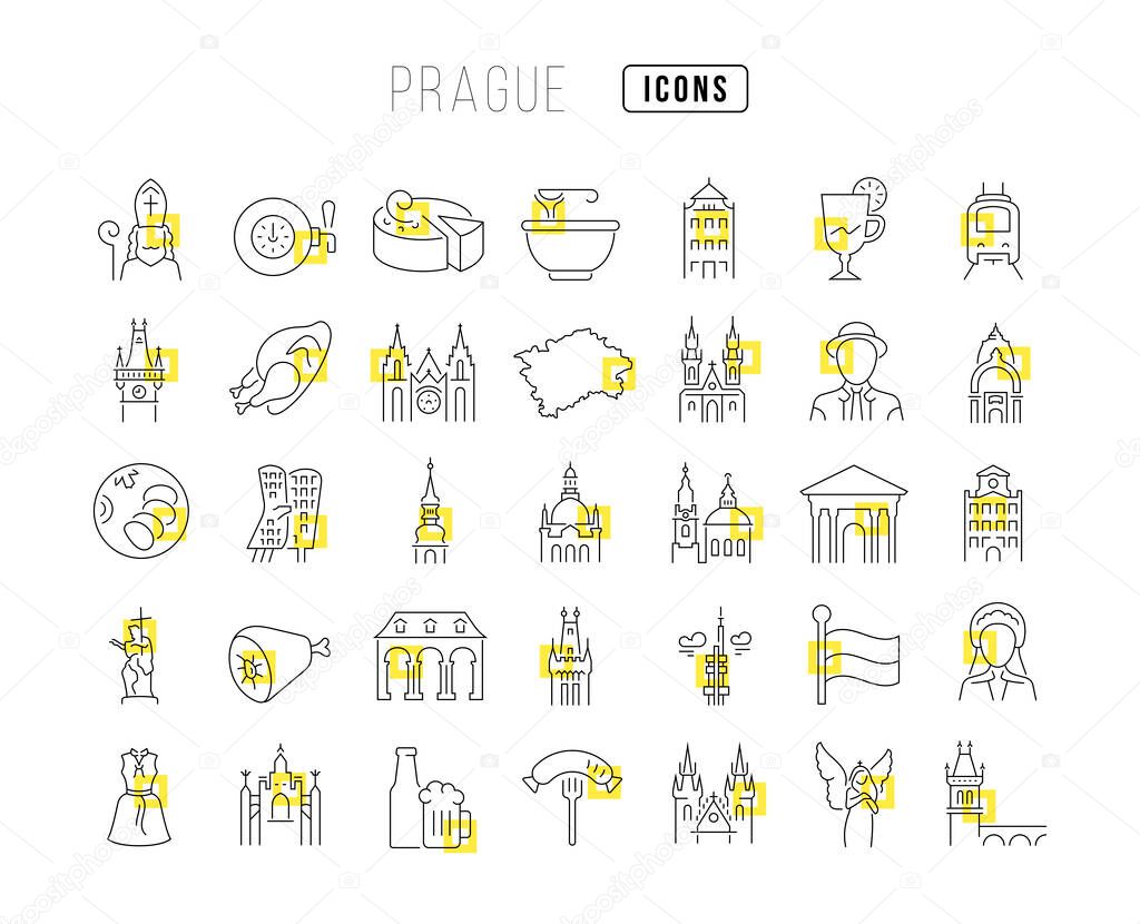 Prague. Collection of perfectly thin icons for web design, app, and the most modern projects ...