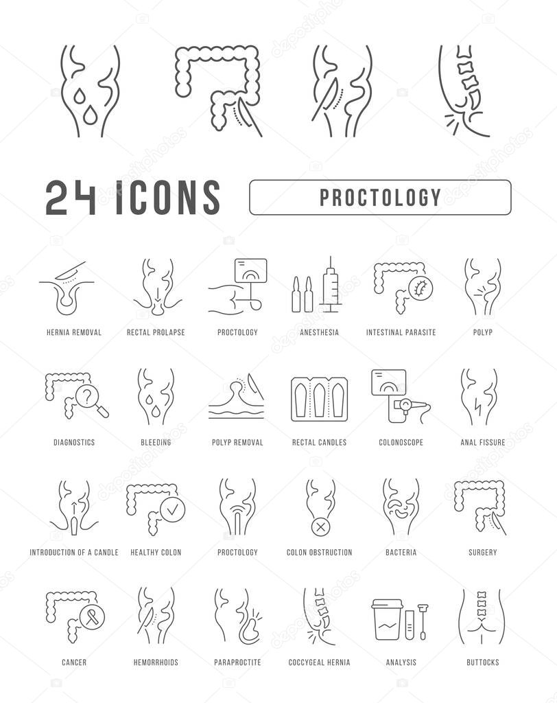 Proctology. Collection of perfectly thin icons for web design, app, and ...