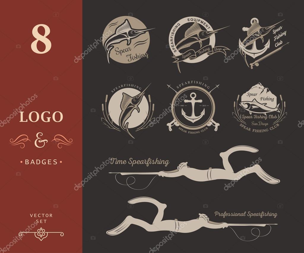 Gran Conjunto de Logos, Insignias e Iconos Pesca Submarina 2023