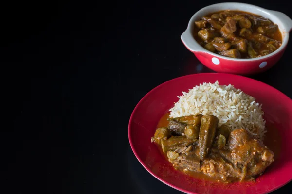 Middle Eastern Bamiya with Rice Copy Space Stock Photo by ©agcreations ...