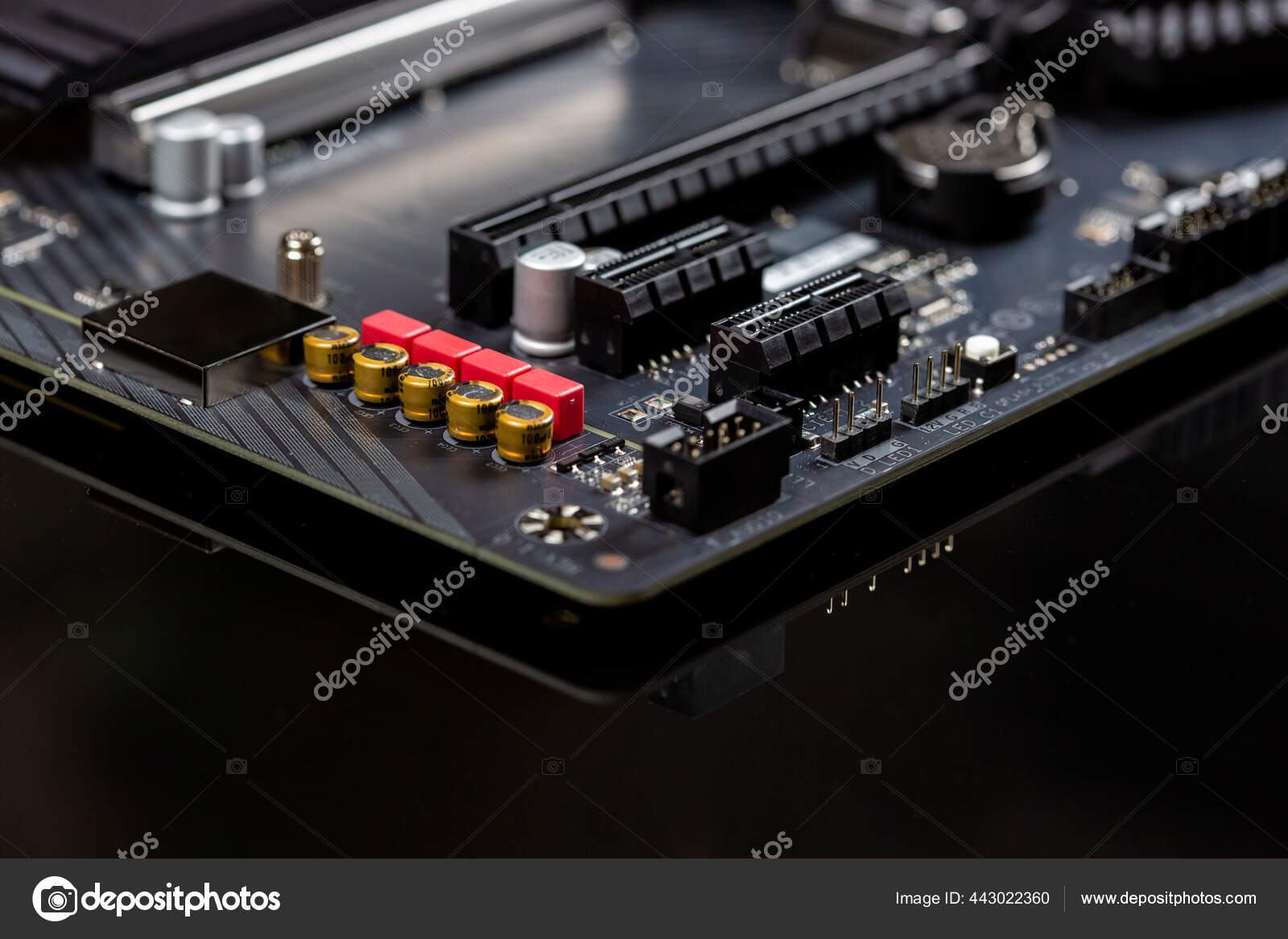 Motherboard Table Close Desktop Computer Showing Chips Circuit Boards ...