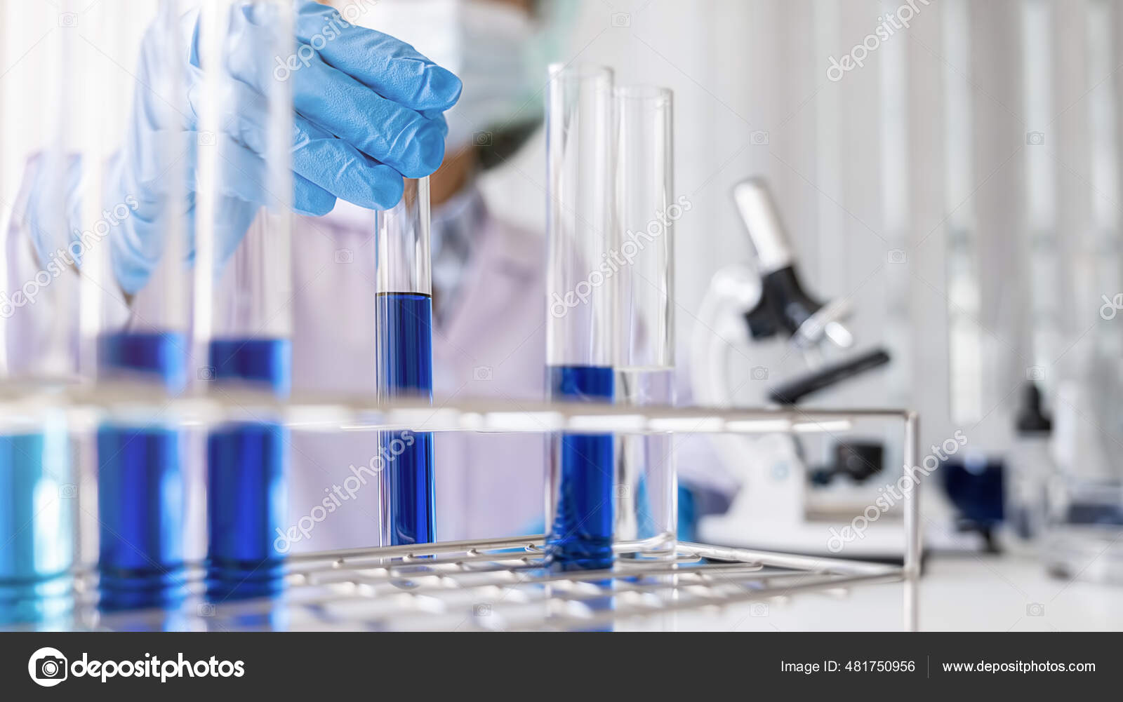 Scientist Selecting Test Tube Clear Solution Test Tube Rack ...