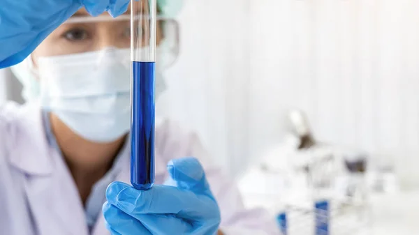 Scientist Selecting Test Tube Clear Solution Test Tube Rack ...