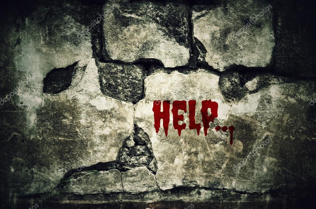 Help bloody on dirty brick wall with vintage and vignette tone - Stock ...