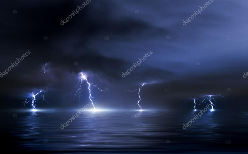 Lightning beats the water — Stock Photo © Baranov_Evgenii #118417732