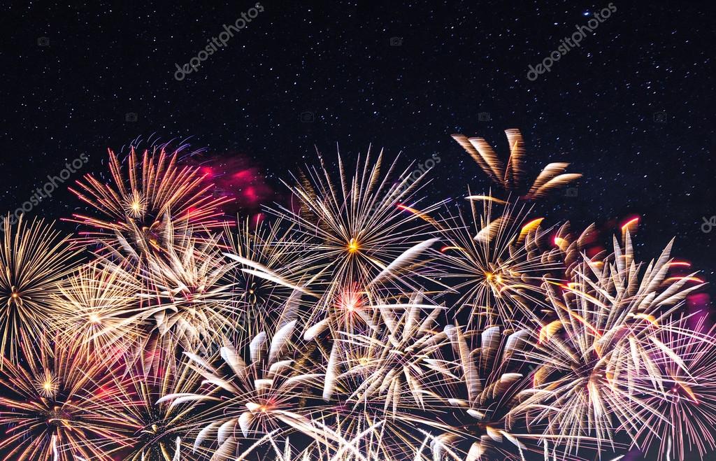 Fireworks and starry sky — Stock Photo © Baranov_Evgenii #74686895