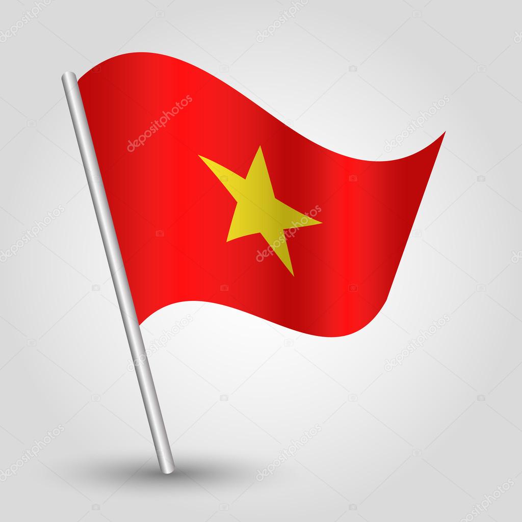 Vector 3d ondeando bandera vietnamita en el polo - símbolo nacional de ...