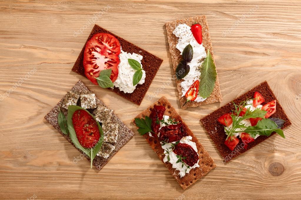 Crispbread open-faced sandwiches Stock Photo by ©maxsol7 109068350
