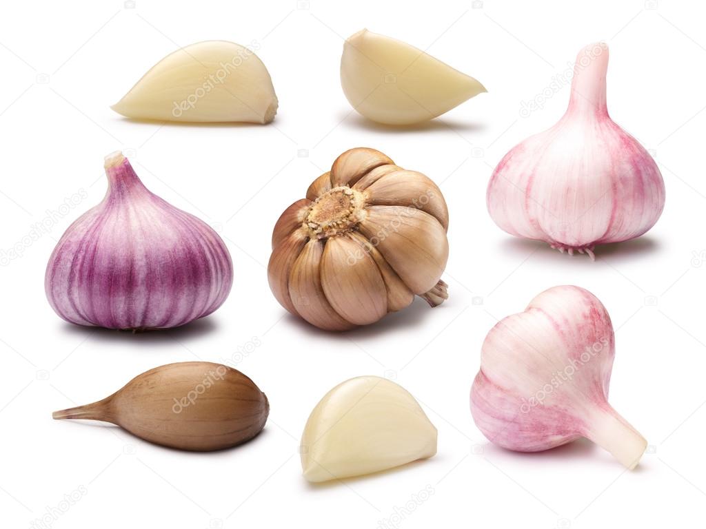 Set of different garlic cloves, paths Stock Photo by ©maxsol7 122758532