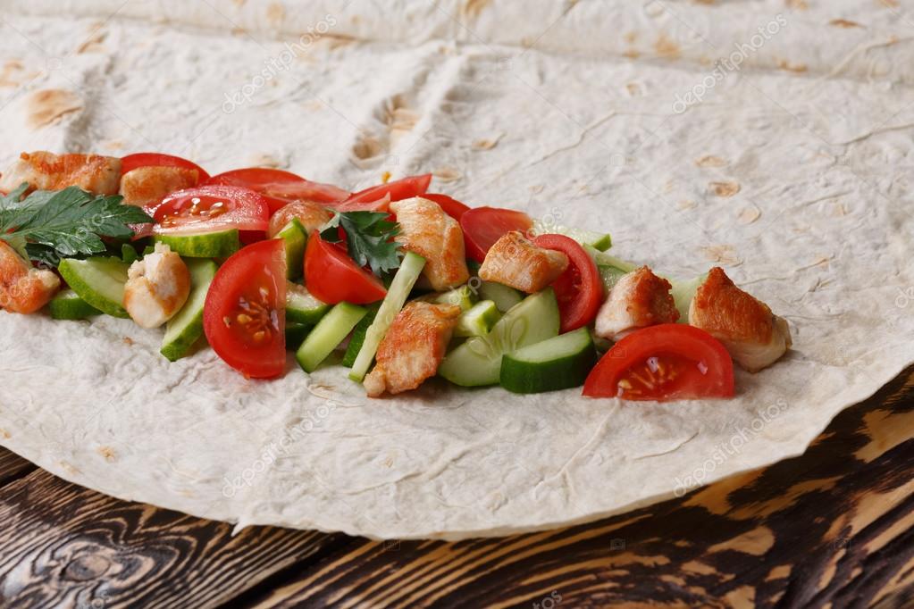 Shawarma traditional flatbread wrap Stock Photo by ©maxsol7 73527345