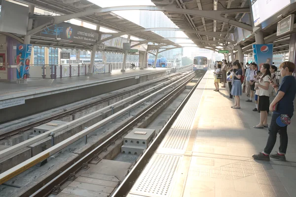 BTS Sky train platform of Bangkok in rush hour - Stock Image - Everypixel