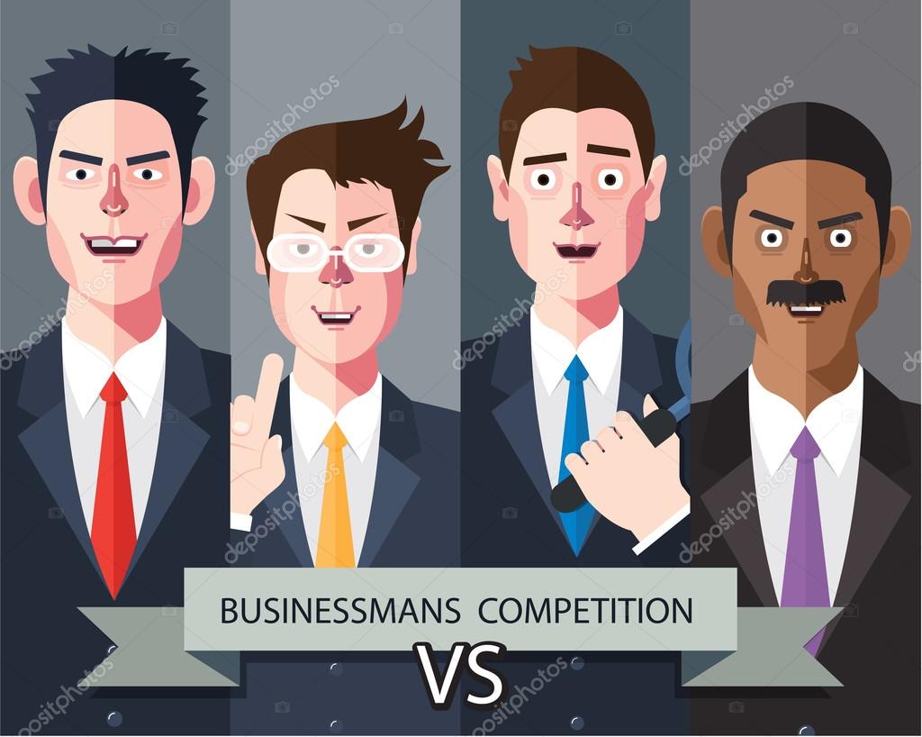 Flat characters of competition people concept illustrations Stock ...