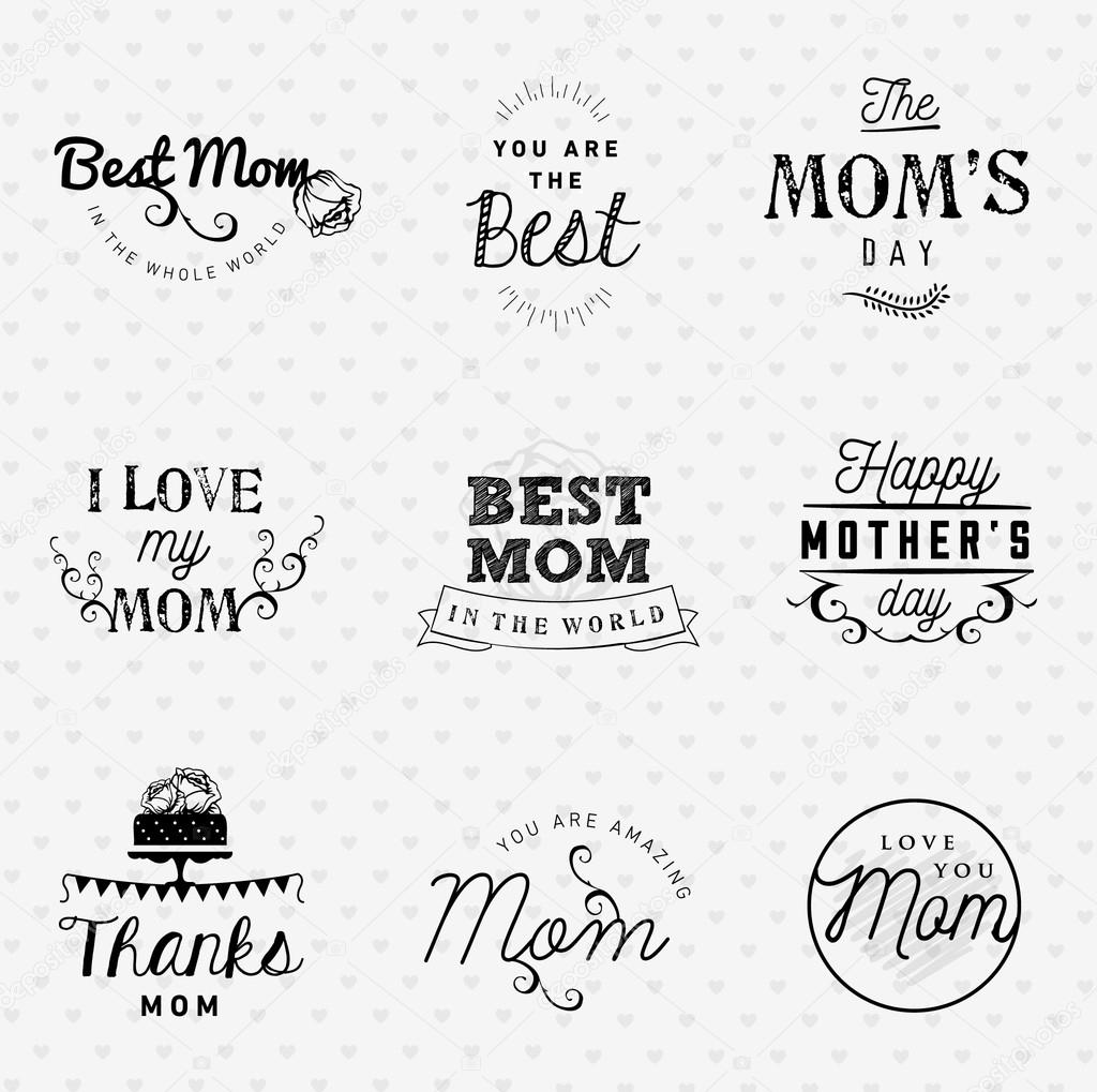 Mothers Day Badges And Labels In Vintage Style — Stock Vector