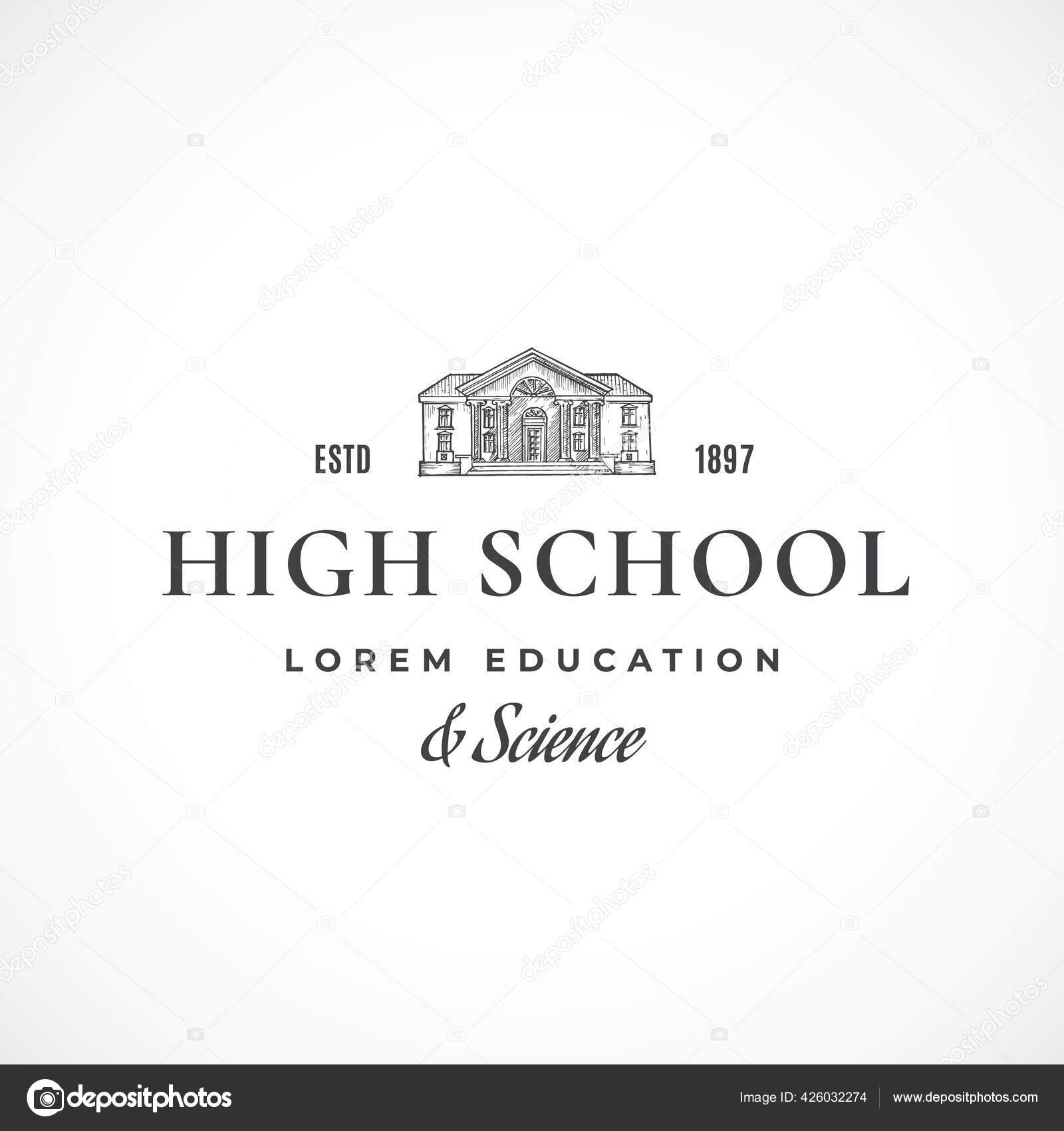 High School Facade Abstract Vector Sign, Symbol or Logo Template ...