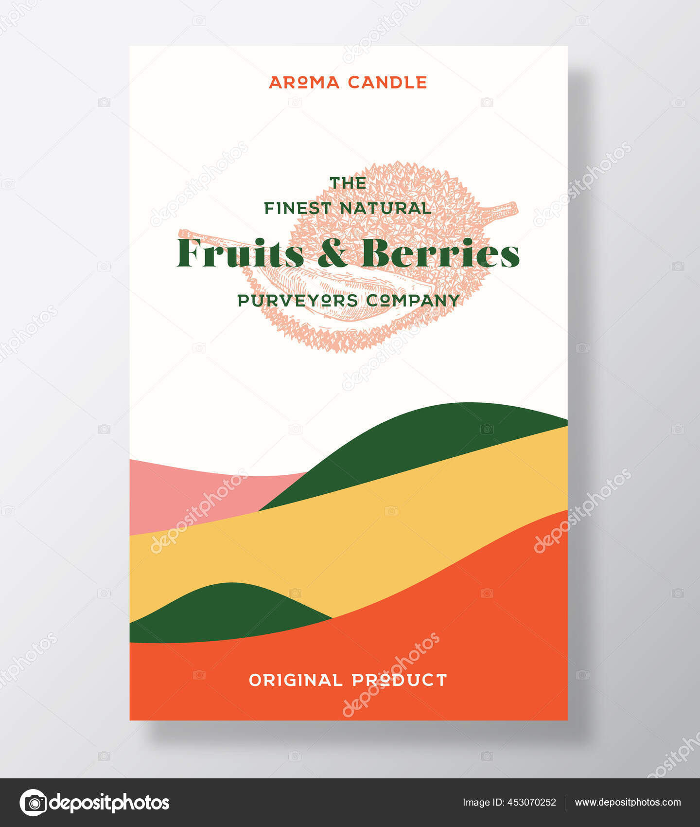Aroma candle vector label template. Exotic Fruits scent from local ...