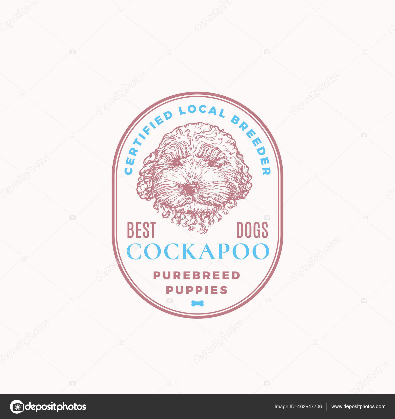 Certified Dog Breeder Frame Badge or Logo Template. Hand Drawn Cockapoo ...