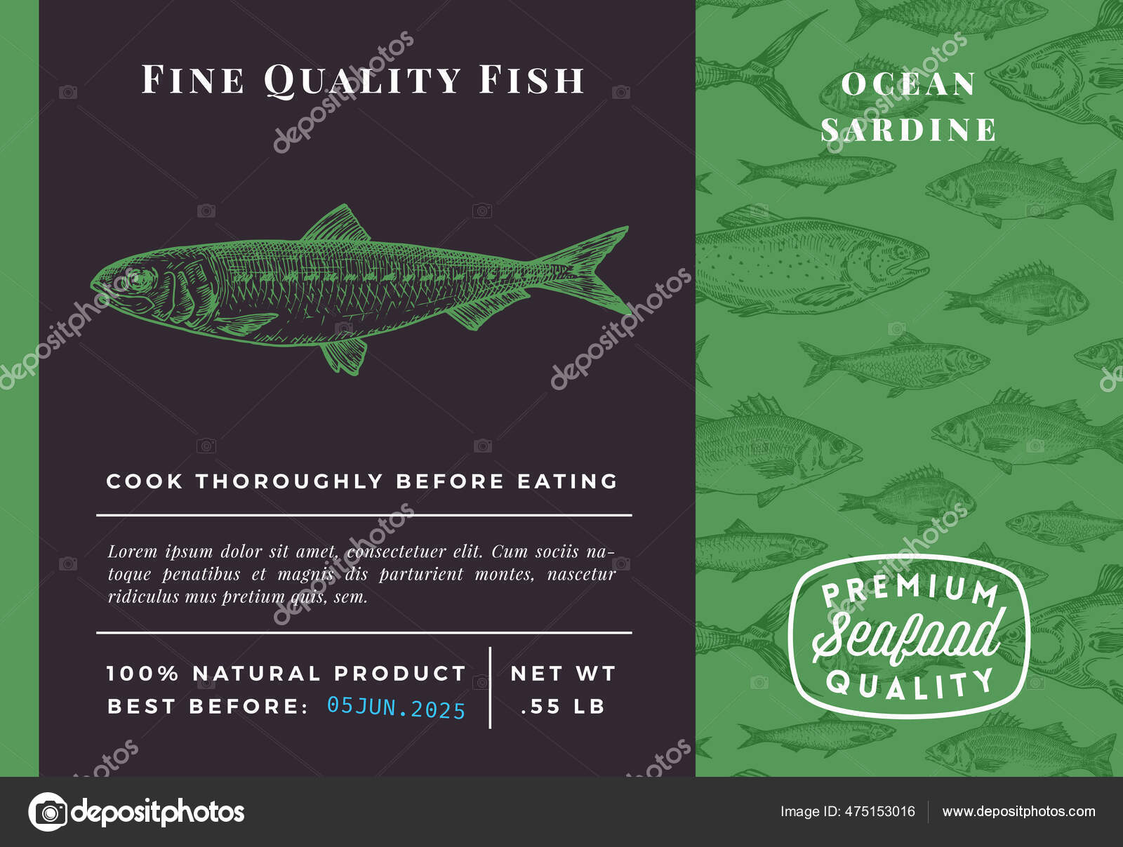 Premium Quality Ocean Sardine Abstract Vector Packaging Design or Label ...