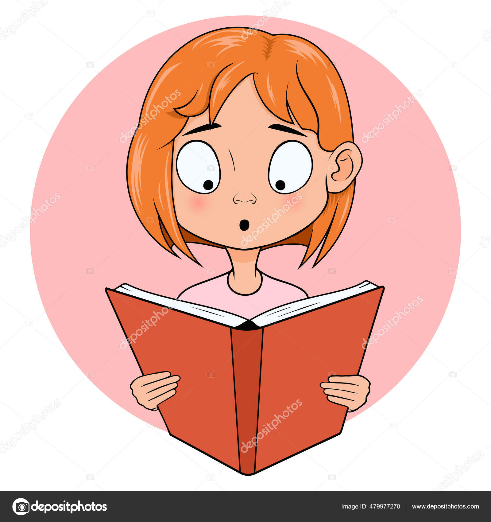 Ilustración Vectorial Una Chica Leyendo Libro Interesante Estilo Dibujos Animados Vector de ...