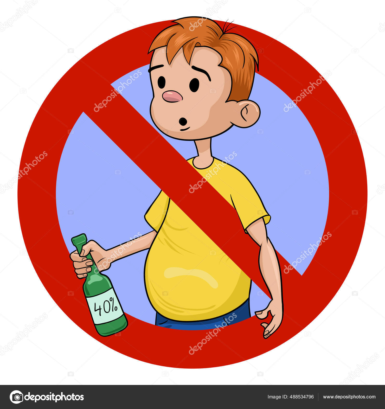 Stop Drinking Alcohol Don't Drink Alcohol Young Man Bottle Alcohol ...