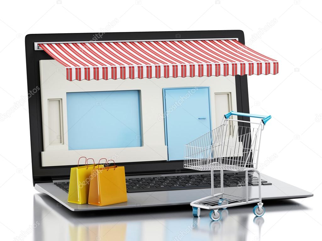 3d Laptop store, e-commerce. ⬇ Stock Photo, Image by © nicomenijes ...