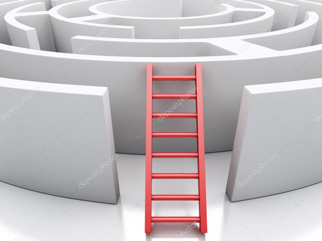 3d White maze with red stairs. Stock Photo by ©nicomenijes 110372800