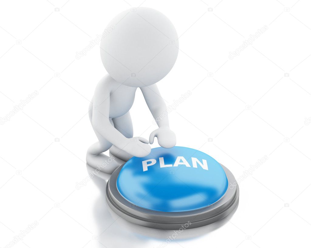 3d white people push PLAN button. Stock Photo by ©nicomenijes 112723374