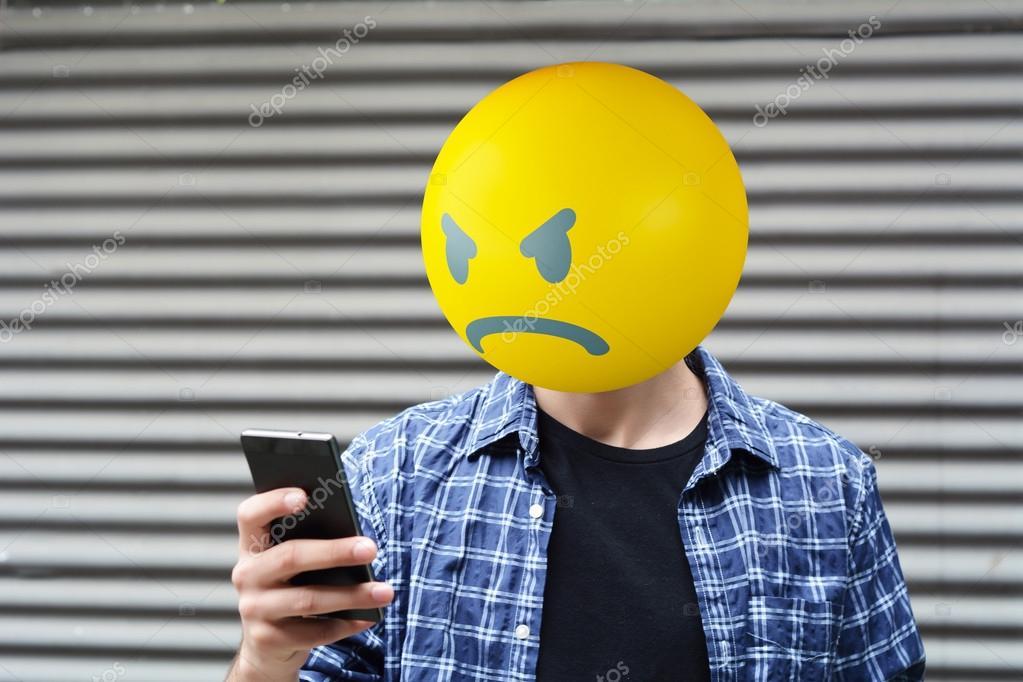 Angry emoji head man — Stock Photo © nicomenijes #123978372
