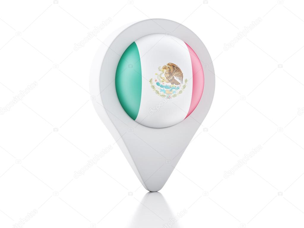 3d Map pointer Mexico flag icon on white background Stock Photo by ...