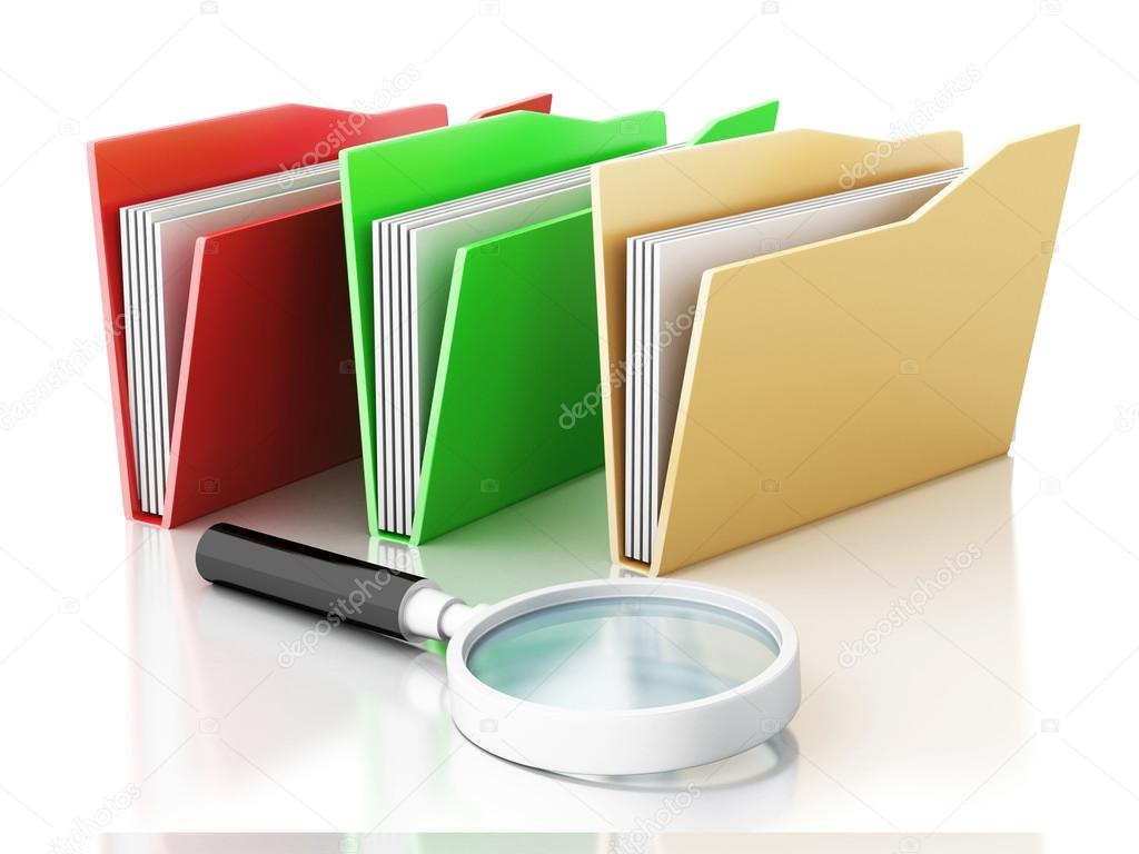 3d magnifying glass and computer files — Stock Photo © nicomenijes ...