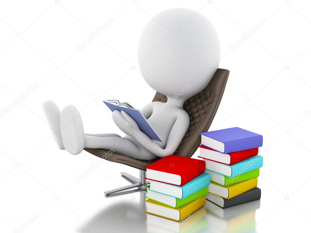 3d white people reading a book on white background. Stock Photo by ...