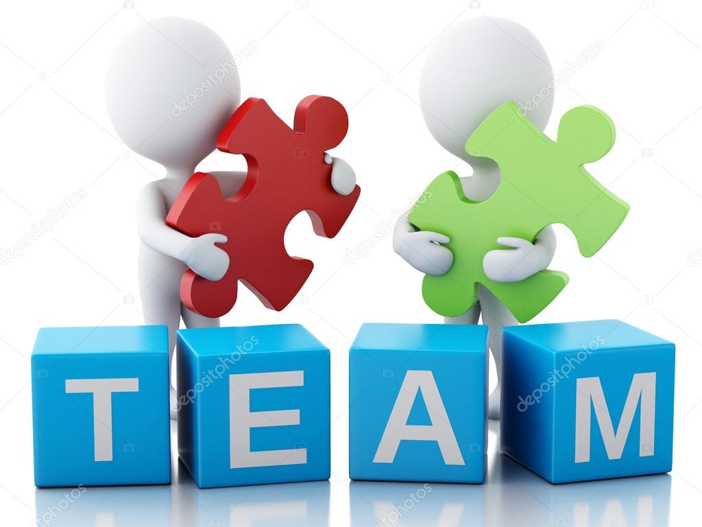 3d white people work together. Team concept Stock Illustration by ...