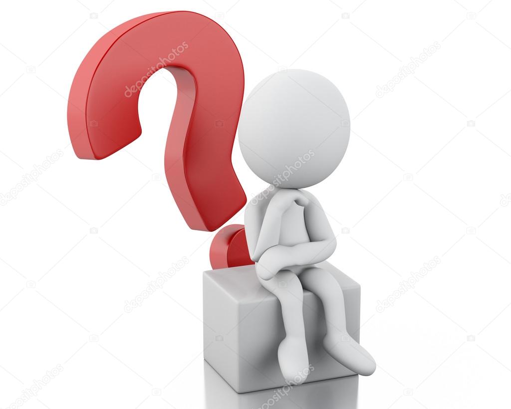 3d White people thinking with a red question mark Stock Photo by ...