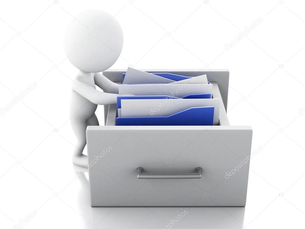 3d White people examines File cabinet. Stock Photo by ©nicomenijes 84921232