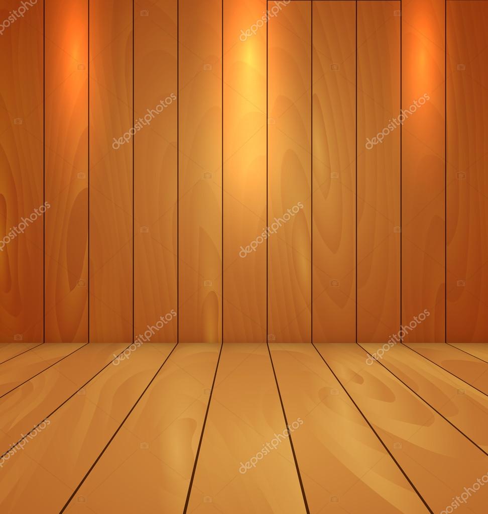 Piso de madera y fondo de pared con punto de luz vector illustrati ...