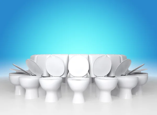 3D rendering front view toilet seat detail isolated on black background ...