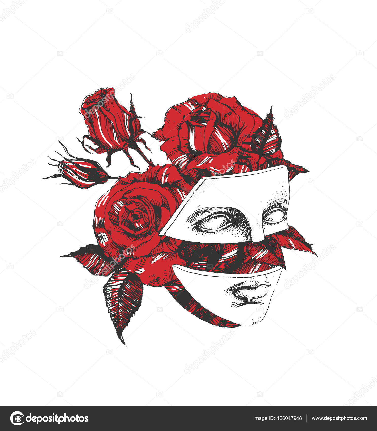 Ilustración Dibujada Mano Vectorial Cara Fragmentada Afrodita Sobre ...