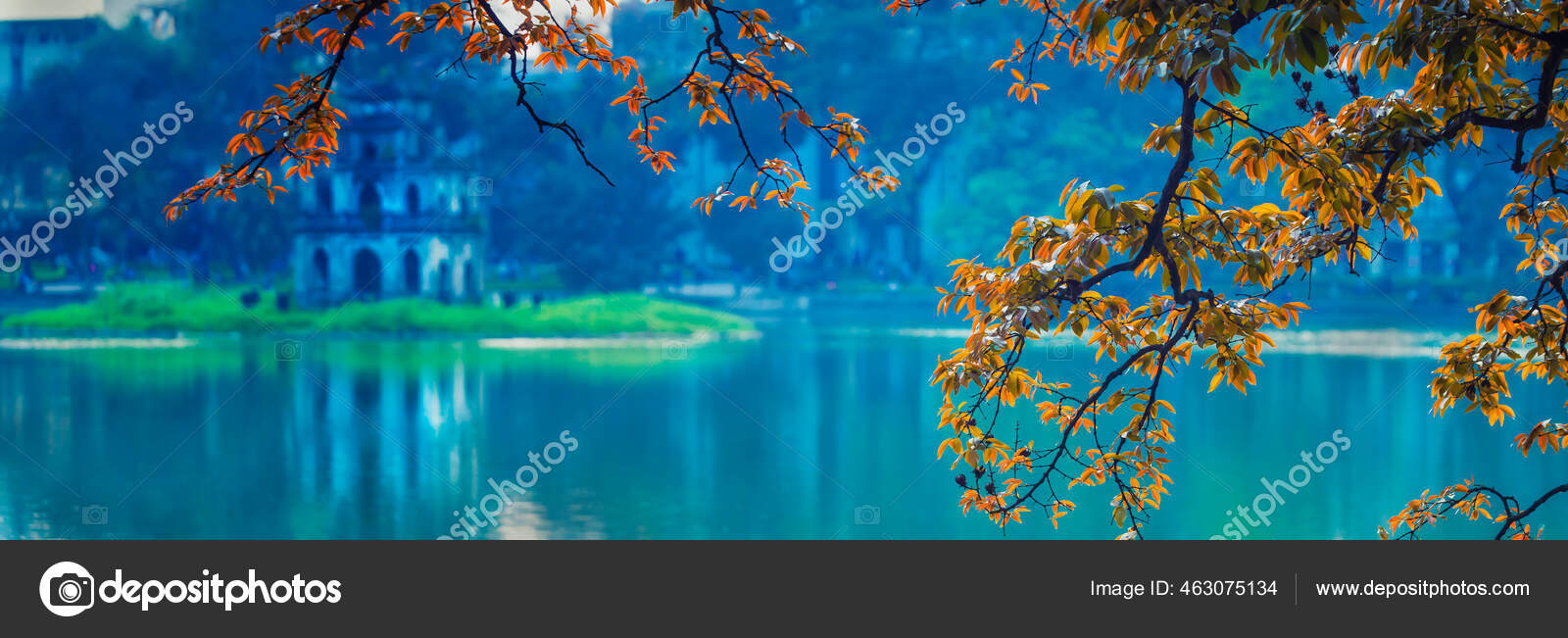 Hoan Kiem Lake Guom Sword Lake Center Hanoi Fog Morning Stock Photo by ...