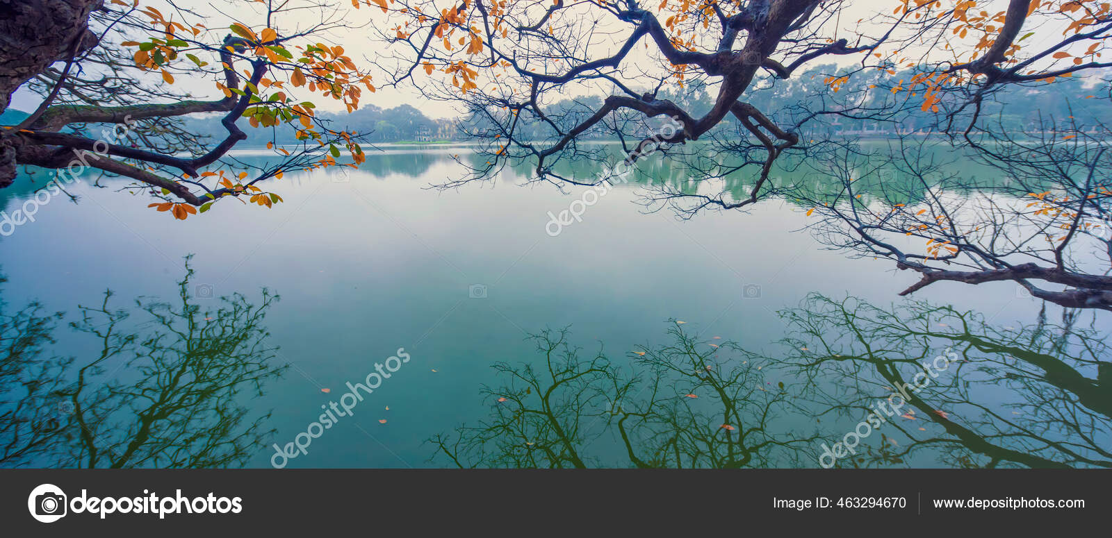 Hoan Kiem Lake Guom Sword Lake Center Hanoi Fog Morning Stock Photo by ...