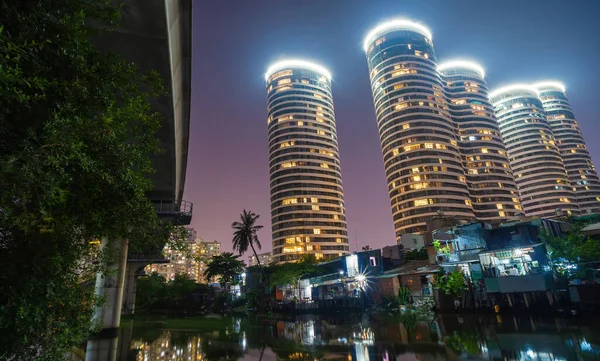 Contrast Scene New Modern Buildings Slums Developing Countries Vietnam ...