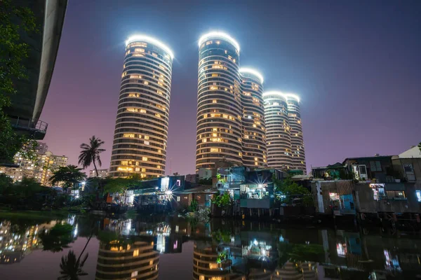 Contrast Scene New Modern Buildings Slums Developing Countries Vietnam ...