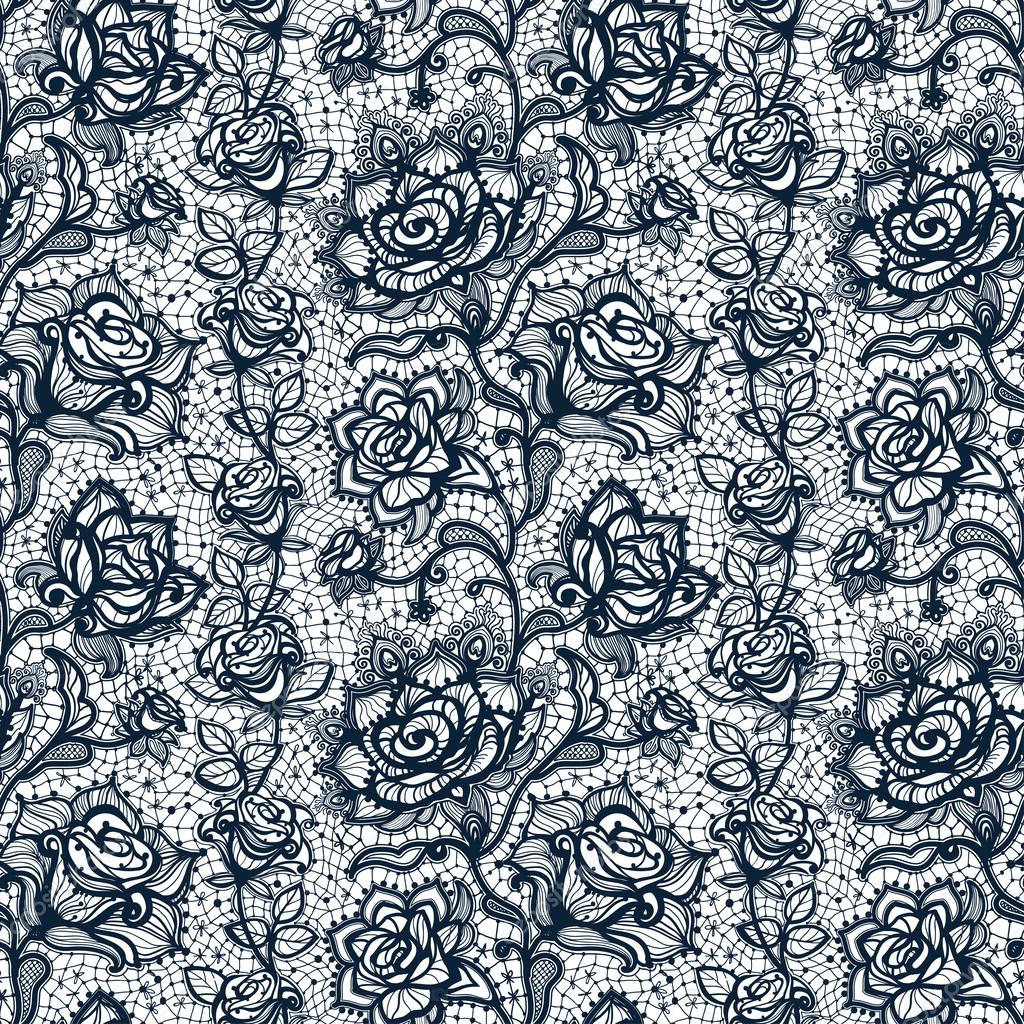 Abstract Seamless Lace Pattern With Flowers Roses Stock Vector Image By ©deedman 57917215