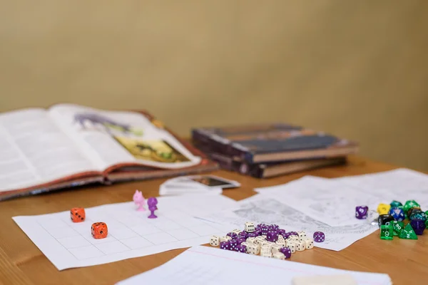 Role playing game set up on table isolated on black background Stock ...